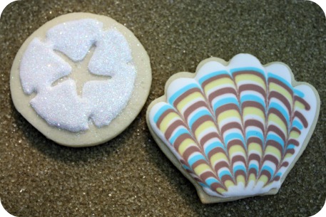 sand dollar and shell decorated cookie