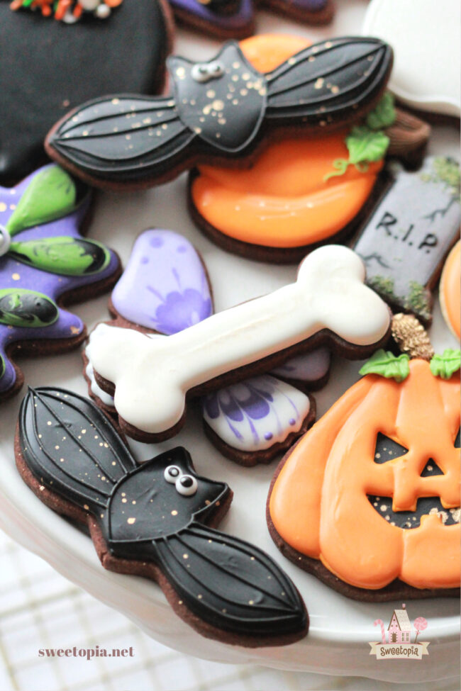 Chocolate Mint Cut Out Cookie Recipe & Halloween Royal Icing Cookies