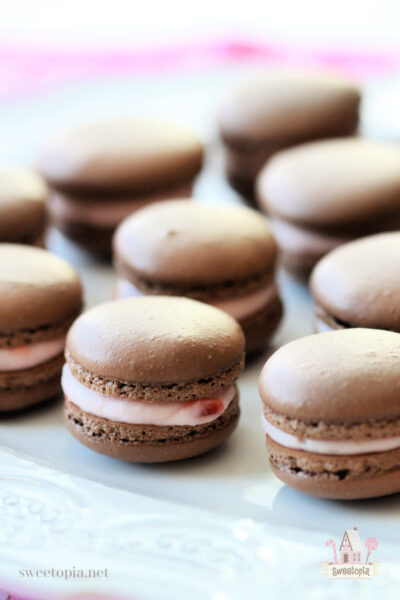 Chocolate Macarons with Chocolate Buttercream and Cherry Buttercream ...
